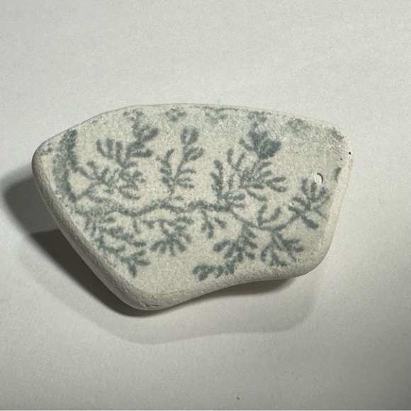 Jewelry | Sea Glass Pottery Shard Plant Design Brooch Pin Handmade Blue ...